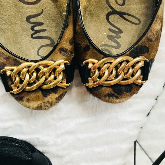 Sam Edelman | Shoes | Sam Edelman Leopard Flats W Gold Link | Poshmark
